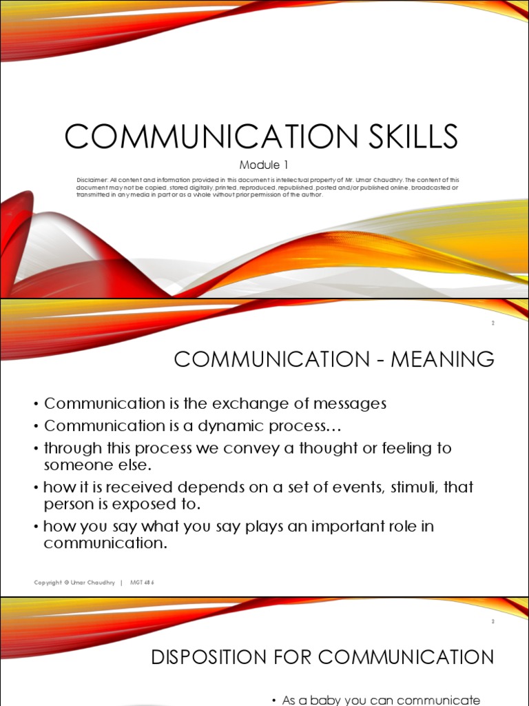 Communication Skills - Module 1 | PDF | Nonverbal Communication ...
