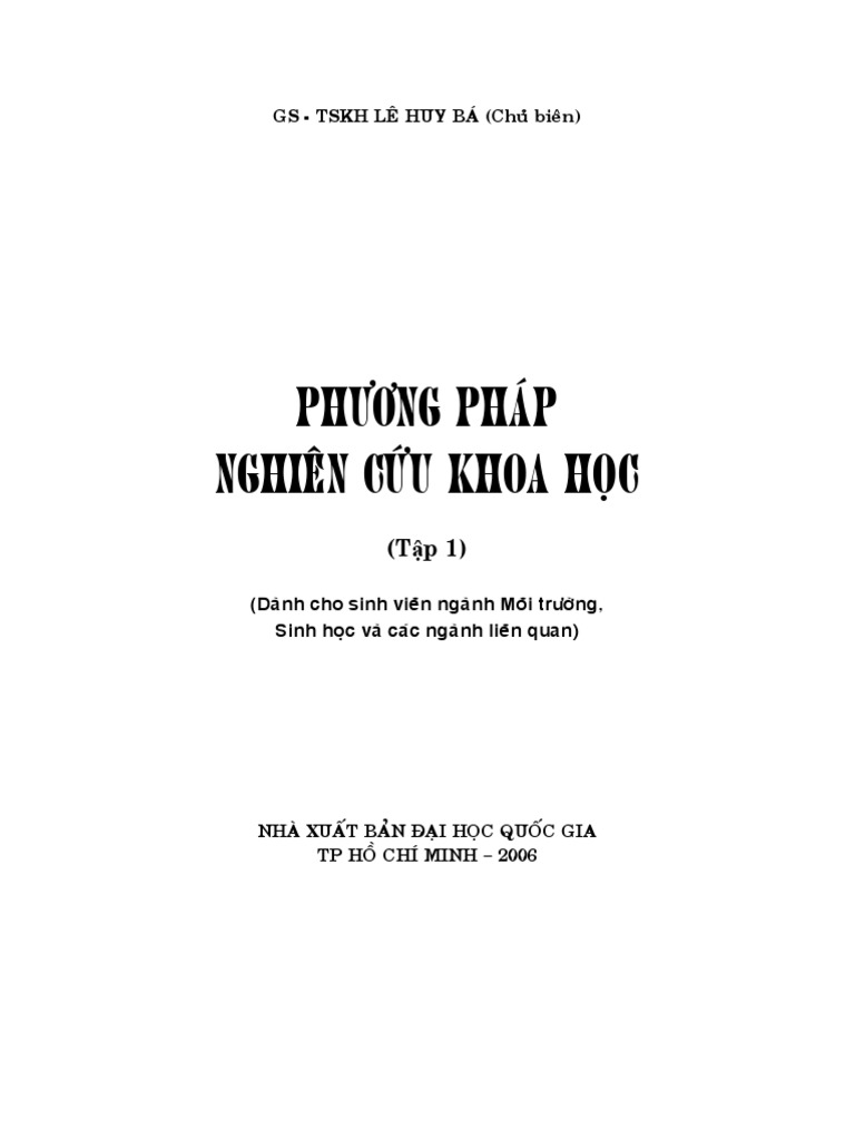 Phuong Phap Nghien Cuu Khoa Hoc Tap 1 p1 Le Huy Ba | PDF