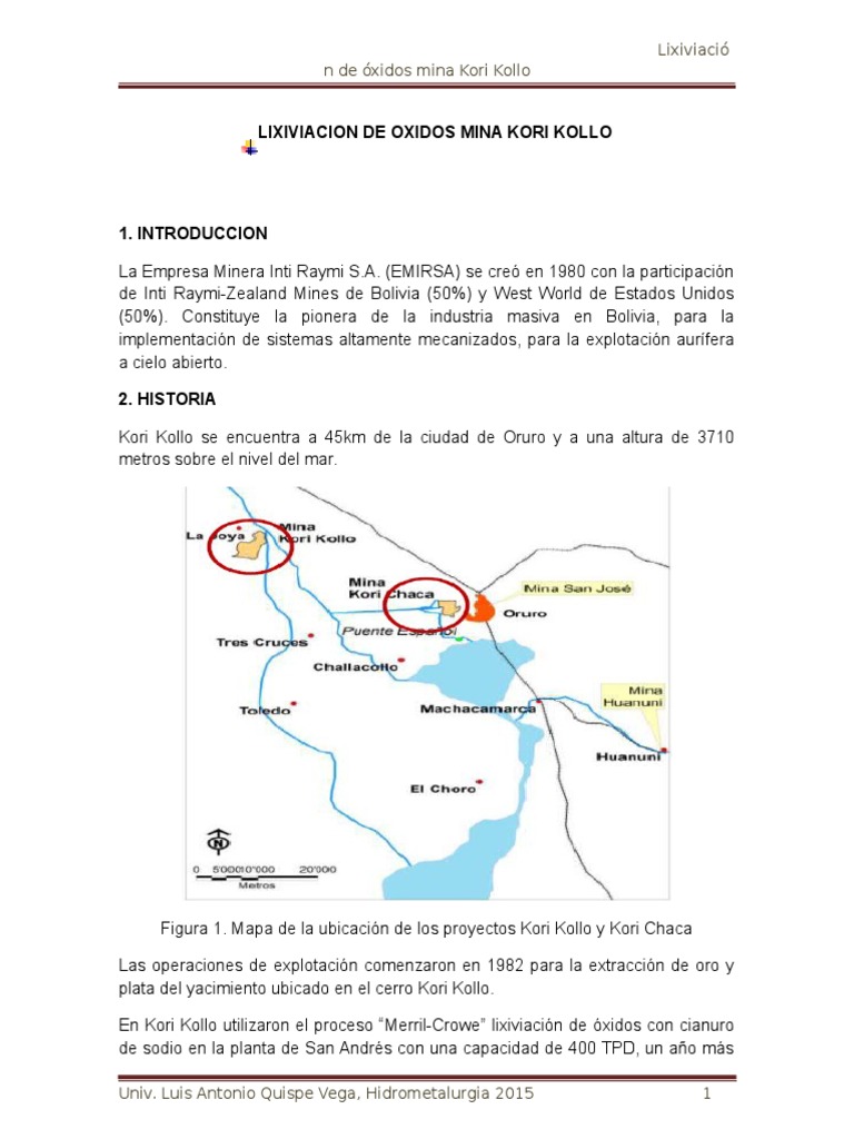 Lixiviación en Mina Kori Kollo | PDF | Minería | Oro