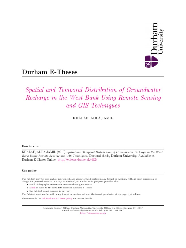 Adla Khalaf-PhD Thesis OJO | PDF | Evapotranspiration | Groundwater
