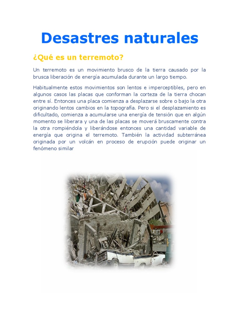 Desastres Naturales Taller | PDF | Temblores | Tsunami Desastres Naturales Taller | PDF | Temblores | Tsunami