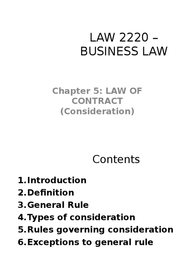 Lecture 6 Consideration | PDF | Consideration | Debtor