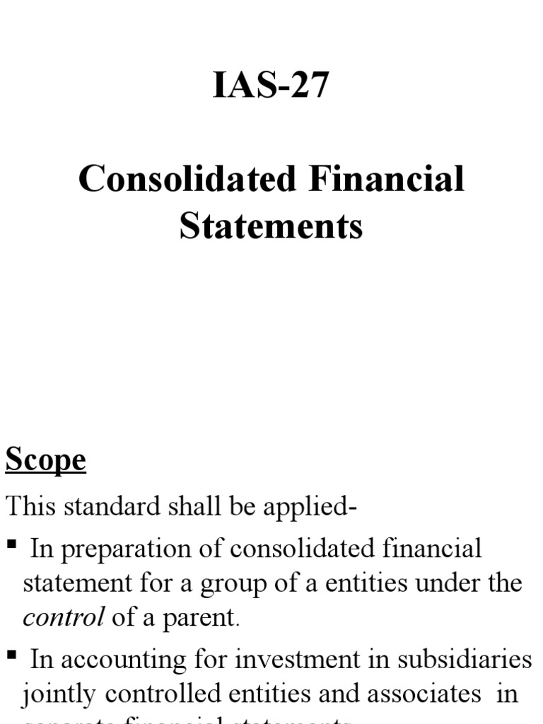 IAS-27 Consolidated Financial Statements | PDF | Goodwill (Accounting ...