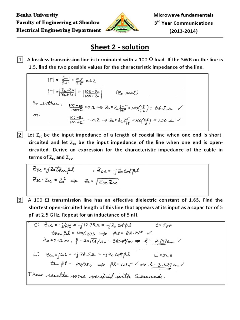 Microwave Engineering Exercises | PDF | Science & Mathematics
