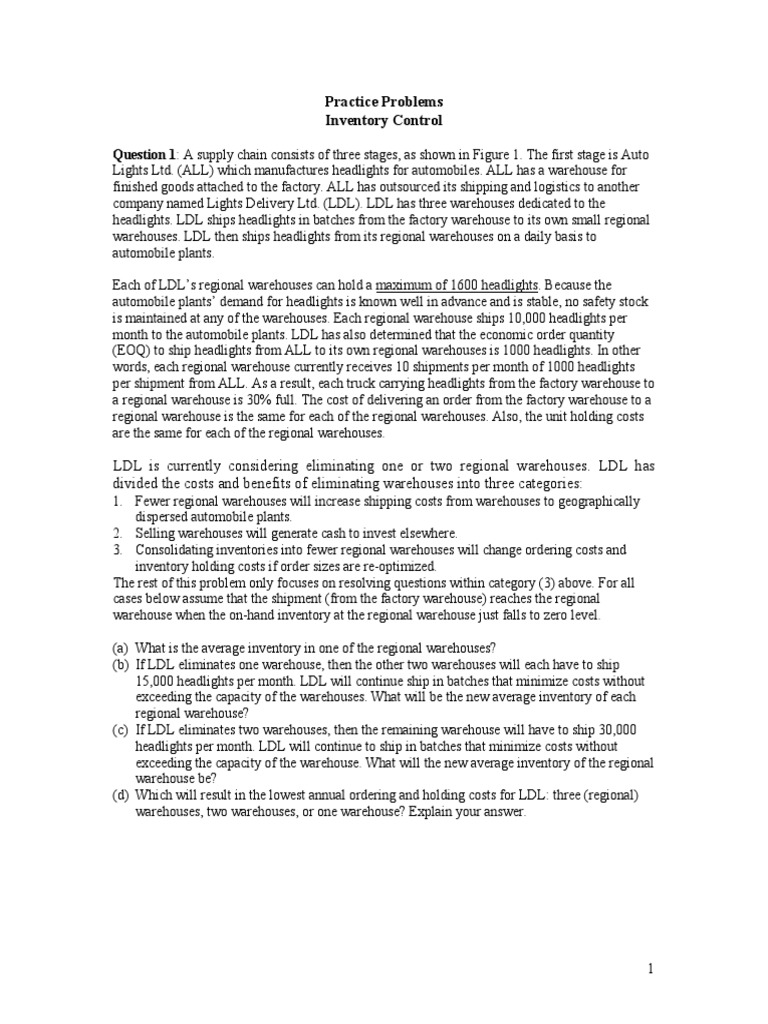 Inventory Problems | PDF | Warehouse | Inventory
