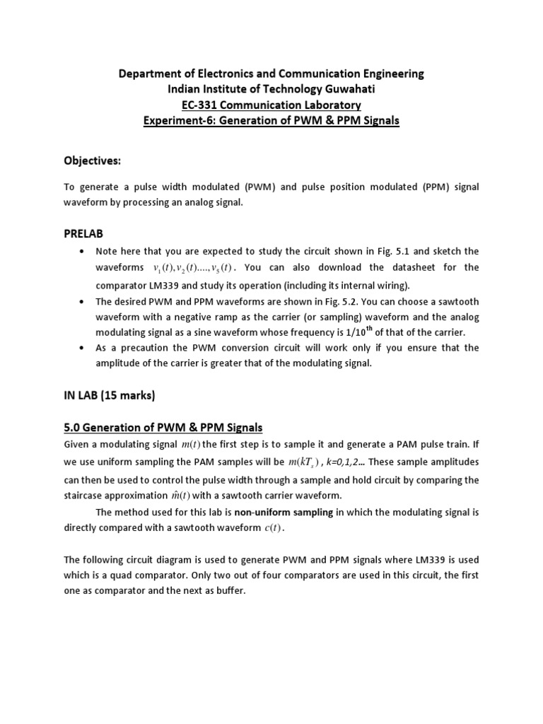 PWM and PPM Signal Generation Lab | PDF | Modulation | Electrical Circuits