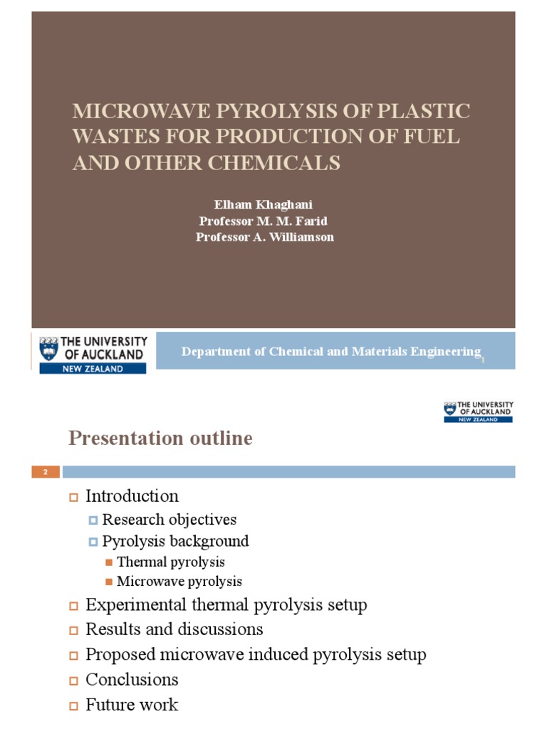 Microwave Pyrolysis of Plastic Waste by E Khaghani U of Aukland | PDF ...