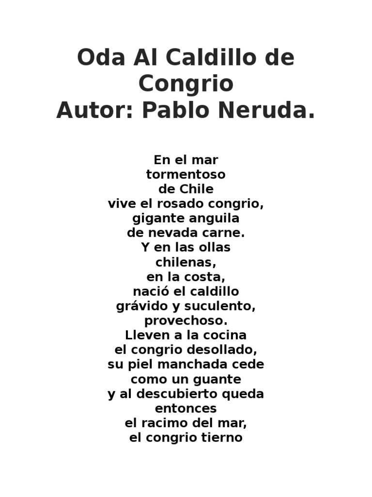 Pablo Neruda - Oda Al Caldillo de Congrio