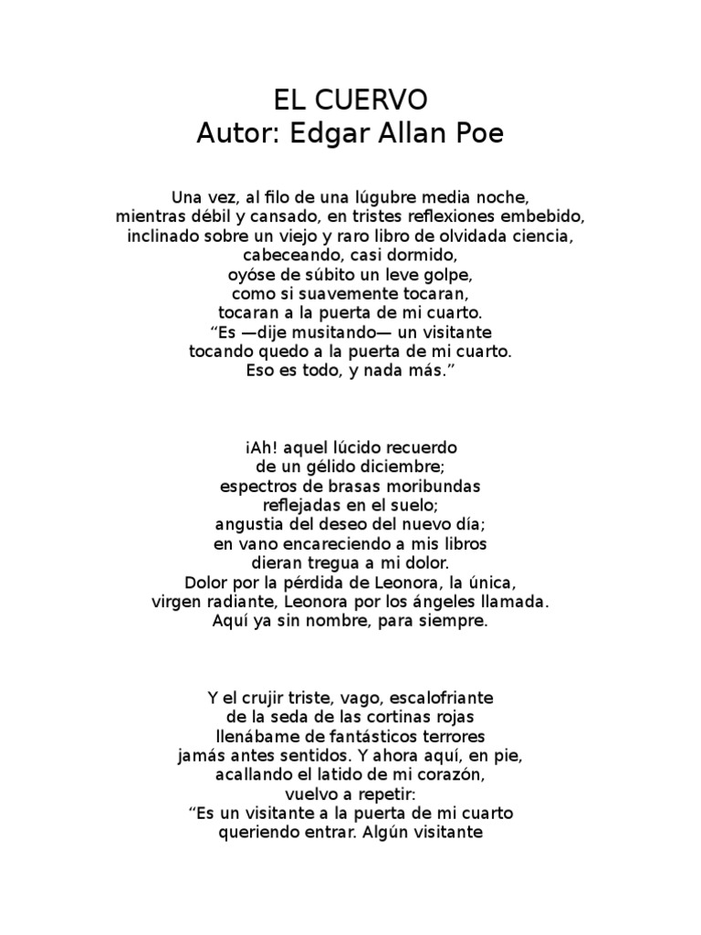 Edga Allan Poe - El Cuervo | PDF | El Cuervo | Edgar Allan Poe