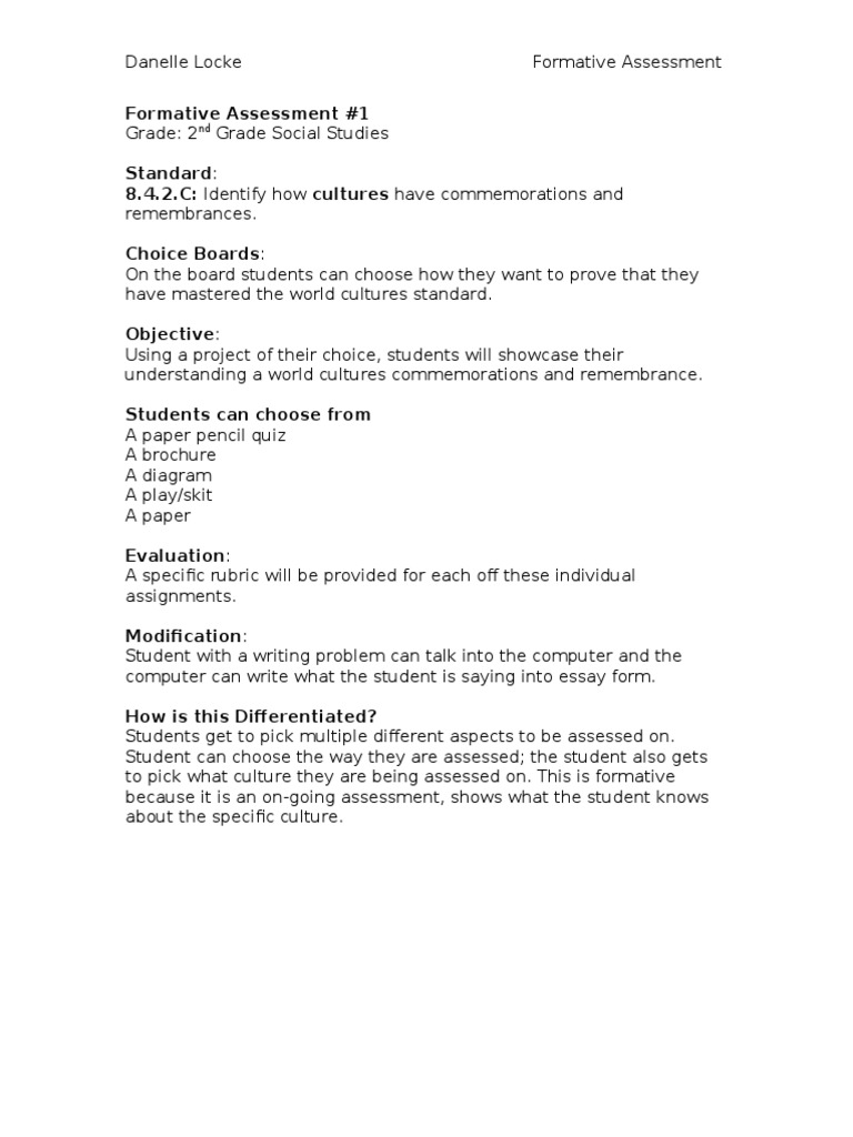 Formative Assessments | Quiz | Educational Assessment