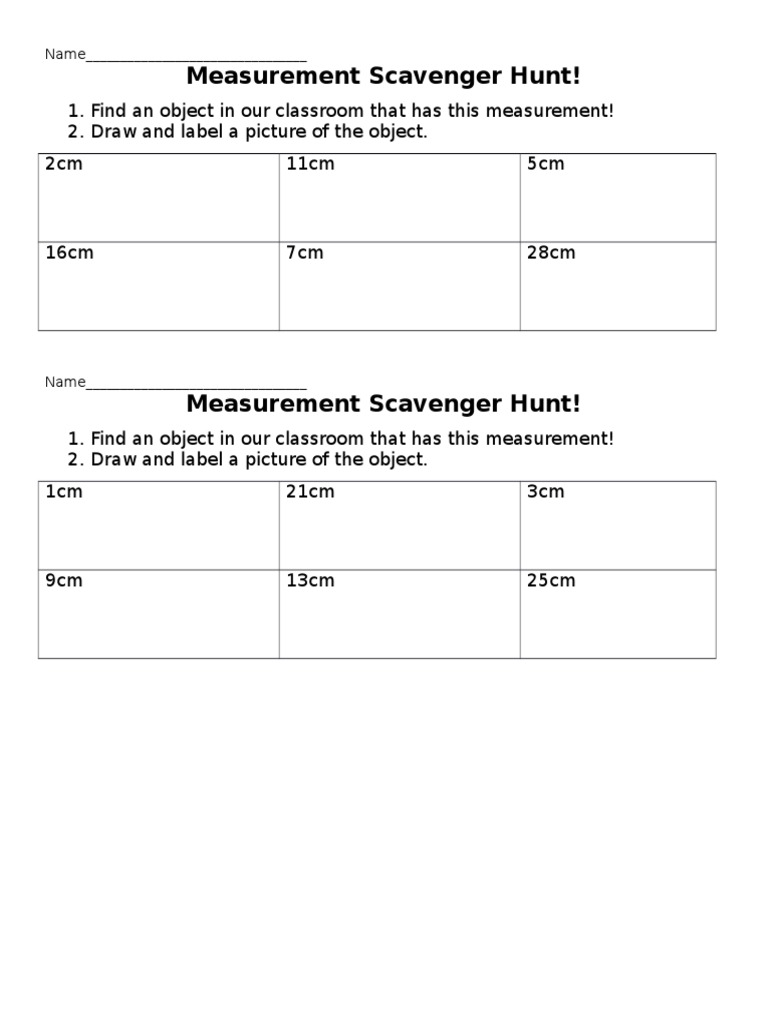 Classroom Measurement Scavenger Hunt | PDF