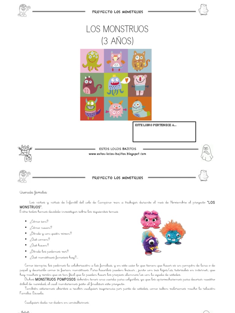 Proyecto Infantil: Los Monstruos | PDF | Ocio