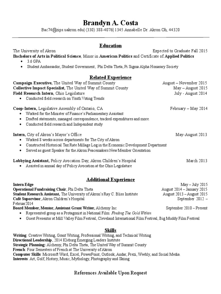 Political Science Graduate Resume | PDF | Career & Growth | Wellness