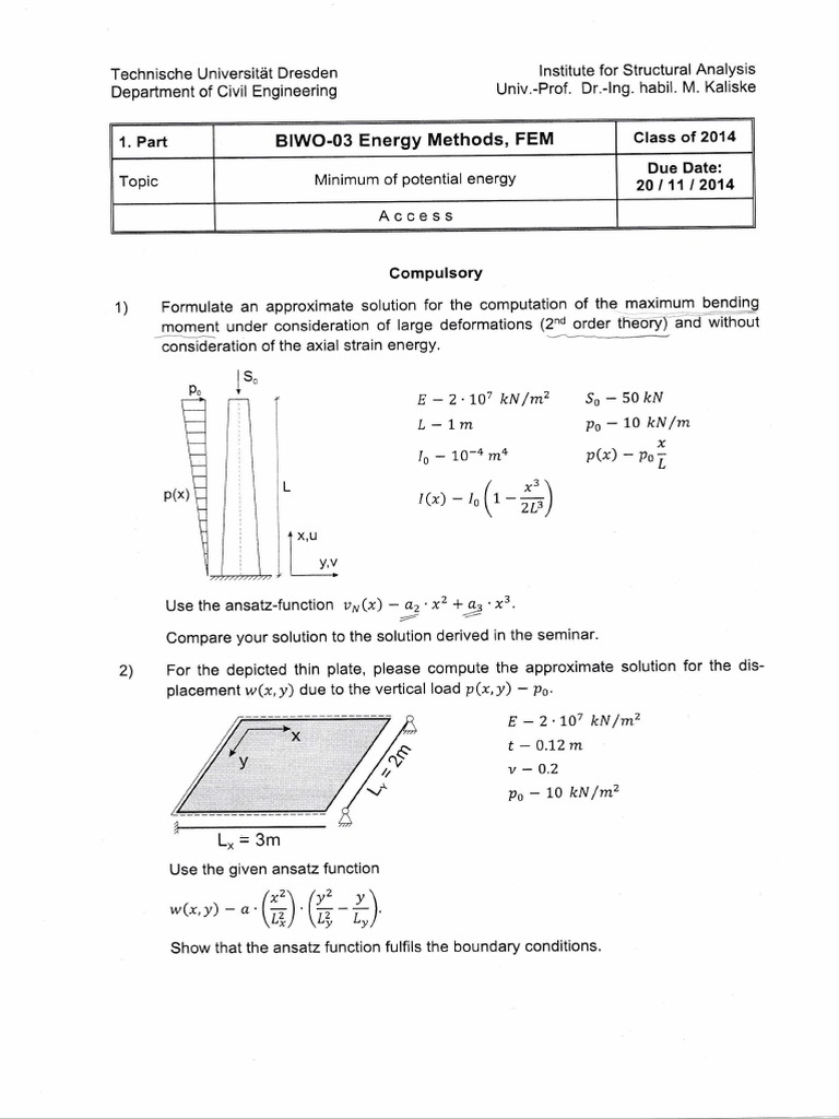 Minimum Potential Energy | PDF | Structural Analysis | Mechanical ...