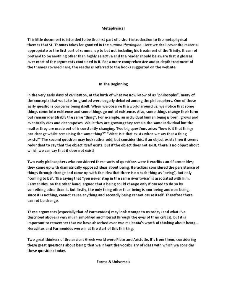 Metaphysics | PDF | Causality | Matter