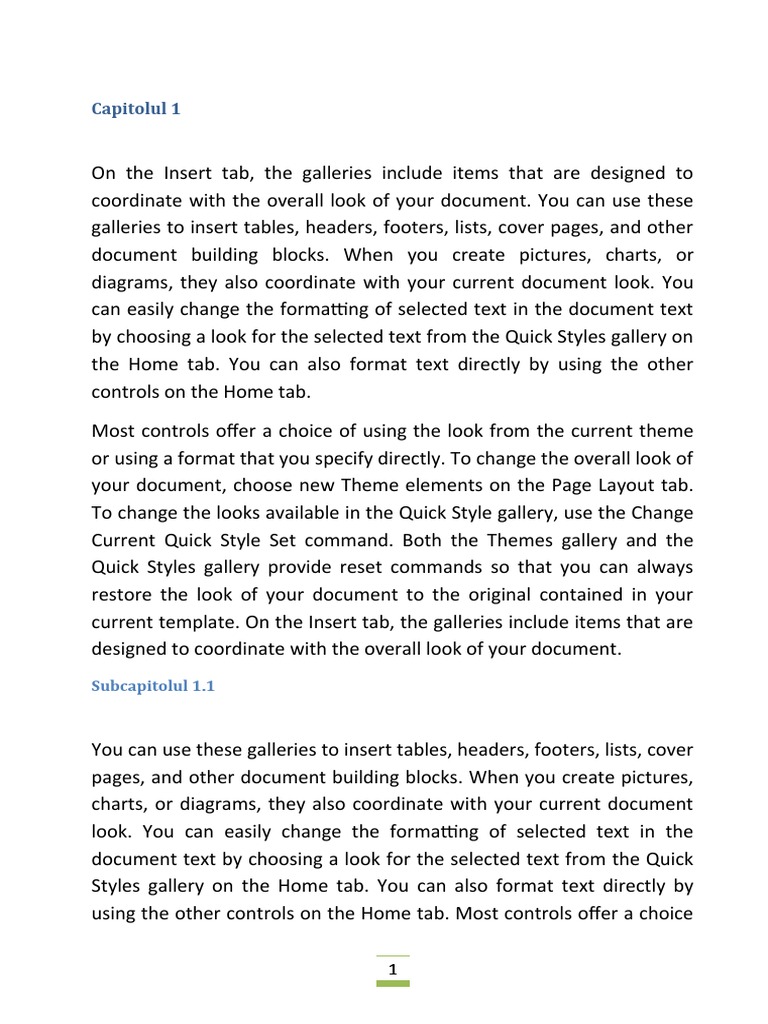 Capitolul 1: Subcapitolul 1.1 | PDF | Page Layout | Typography
