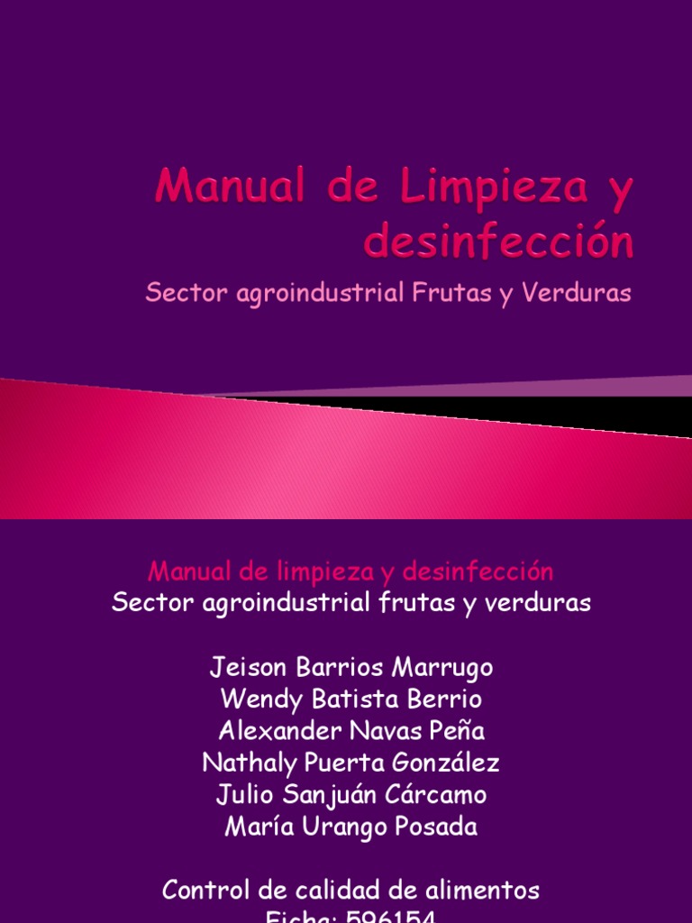 Manual de Limpieza y Desinfección | PDF | Lavado de manos | Alimentos