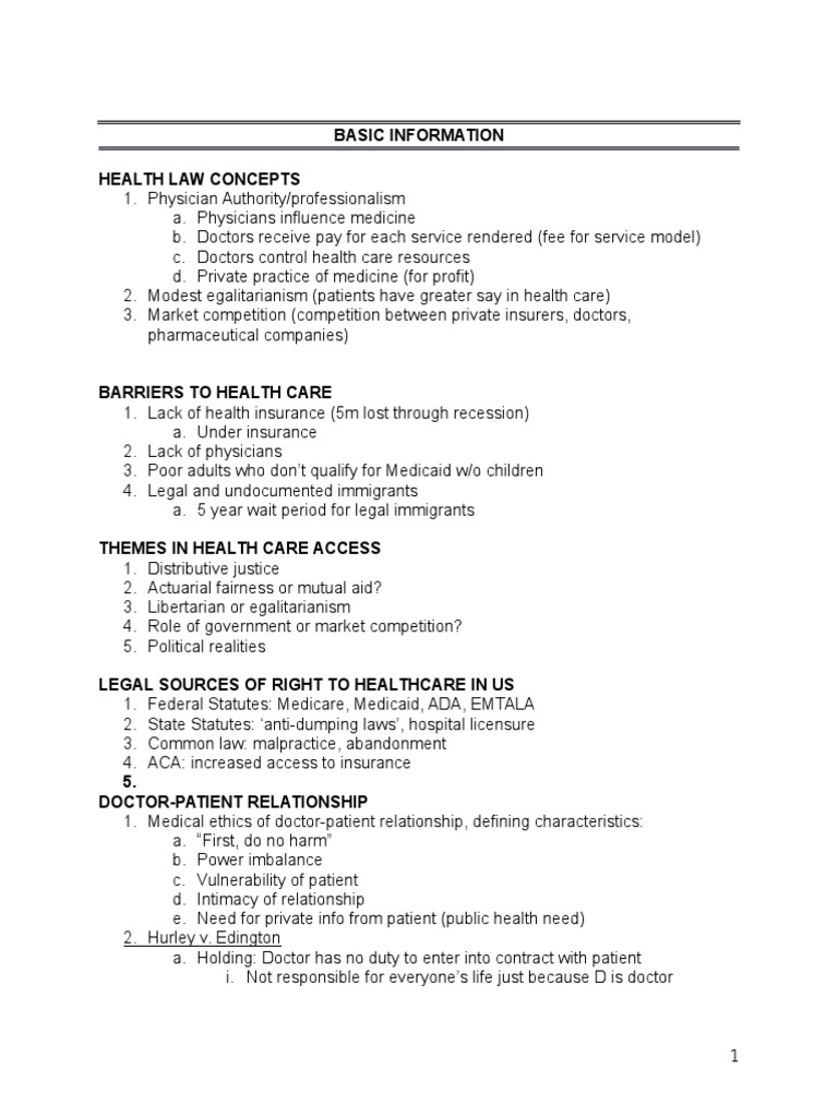 Health Law Outline | PDF | Medical Malpractice In The United States ...
