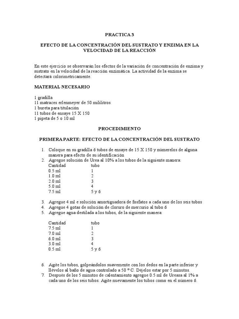 Practica 3 Reaccion de Ureasa | PDF | Enzima | Ácido clorhídrico