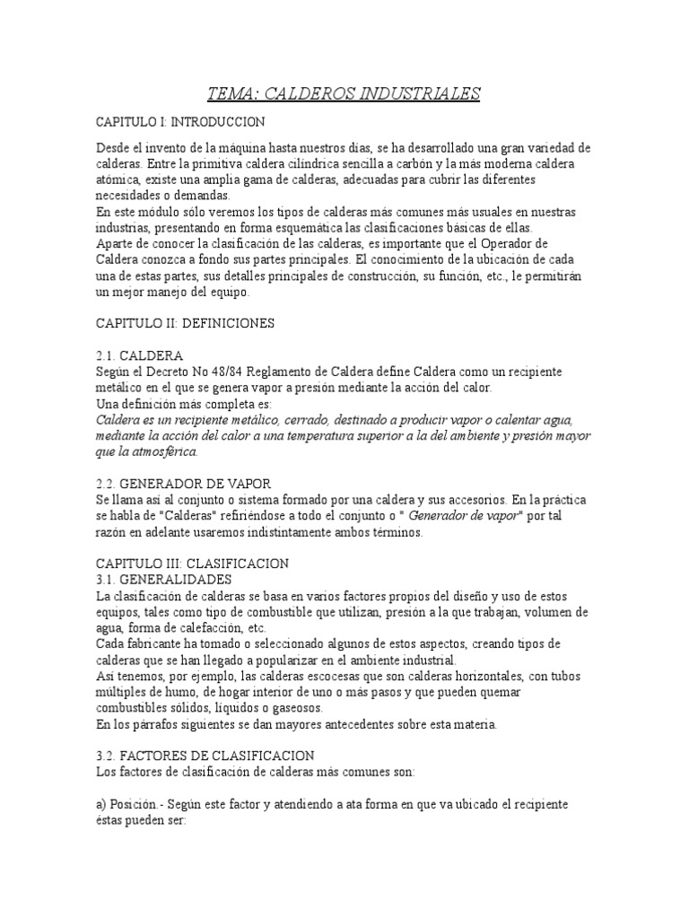 Tipos y Definición de Calderas Industriales | PDF | Caldera | Hogar