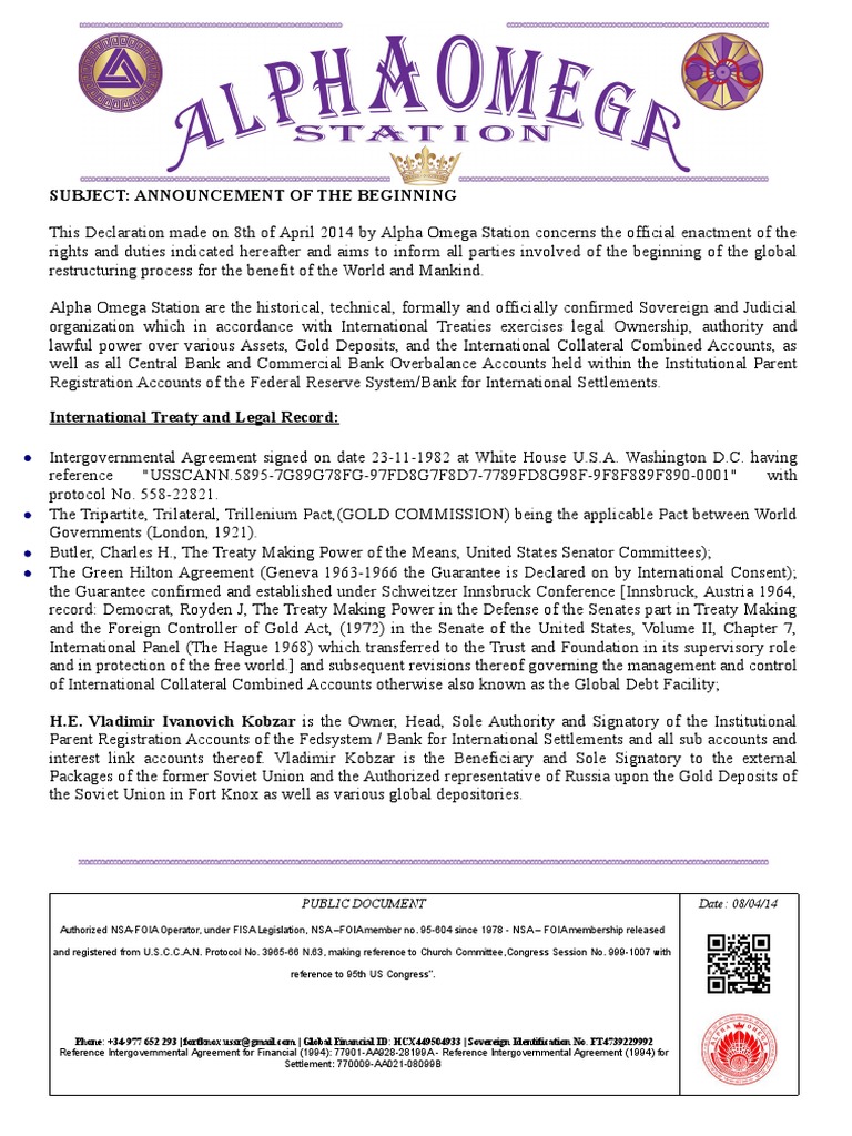 Alpha Omega Station Revolution Document | PDF | Treaty | Banks