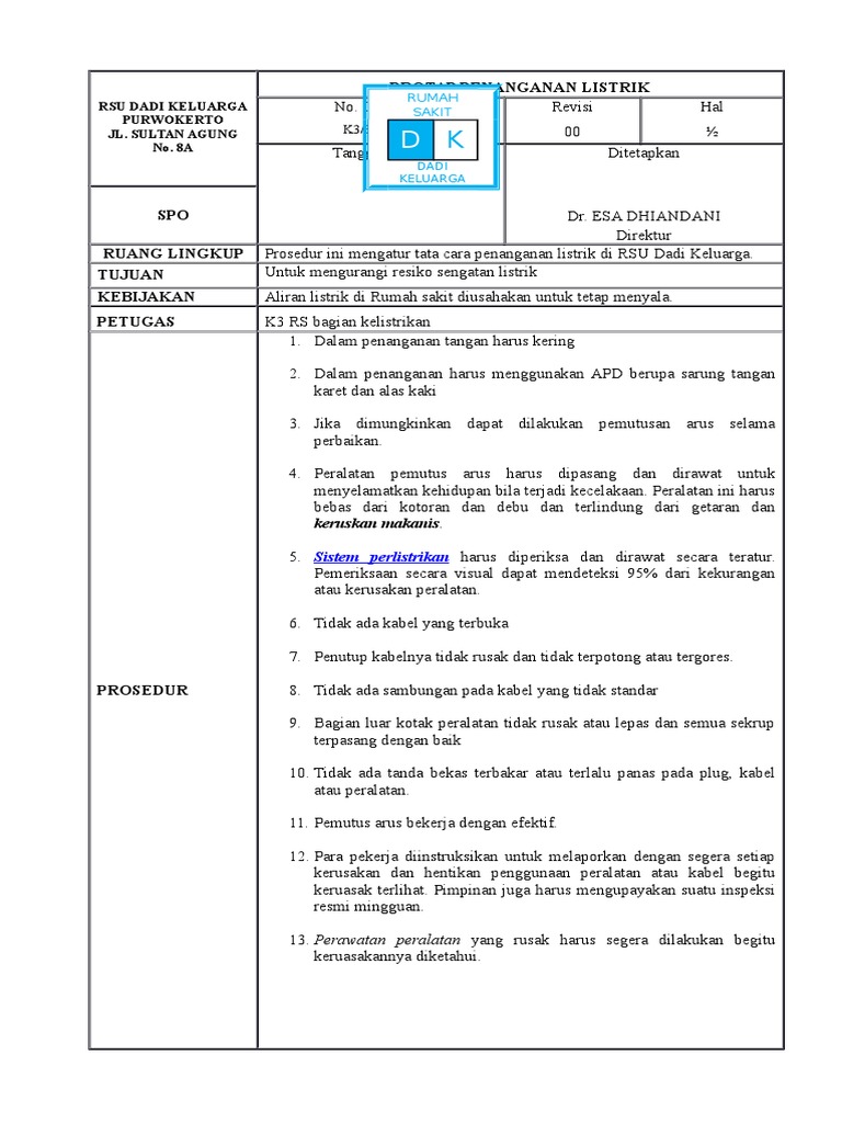 Sop Pemasangan Instalasi Listrik - Riset