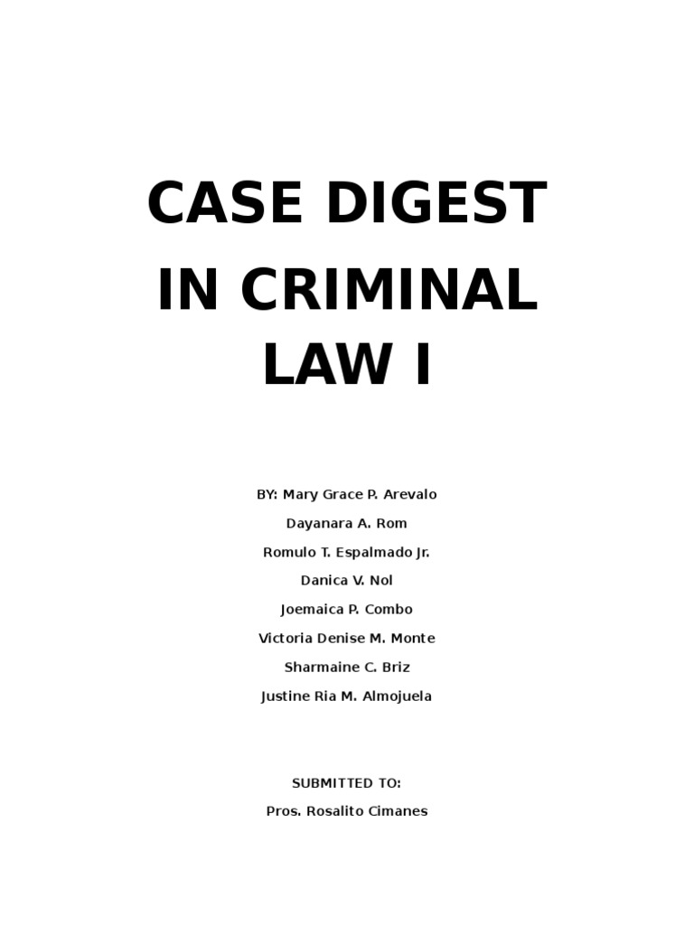 Case Digest in Criminal Law 1 | Ex Post Facto Law | Element (Criminal Law)