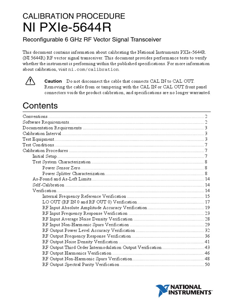 Pxie5644r Calibration | PDF | Bandwidth (Signal Processing) | Spectral Density