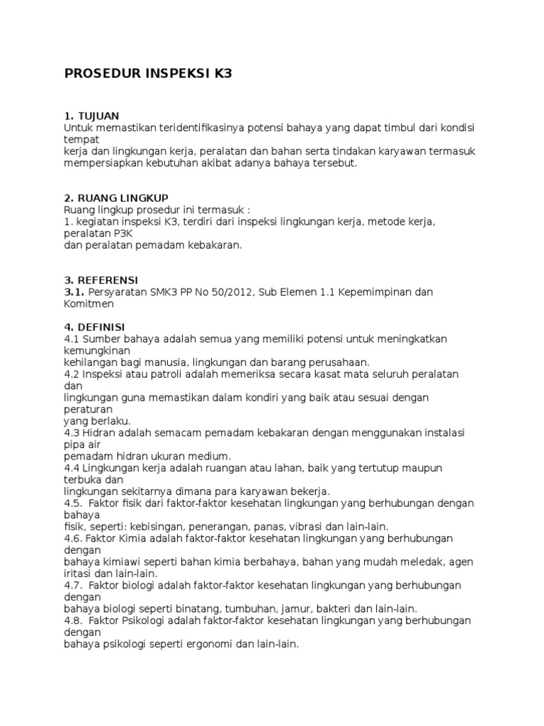 Prosedur Inspeksi k3 | PDF
