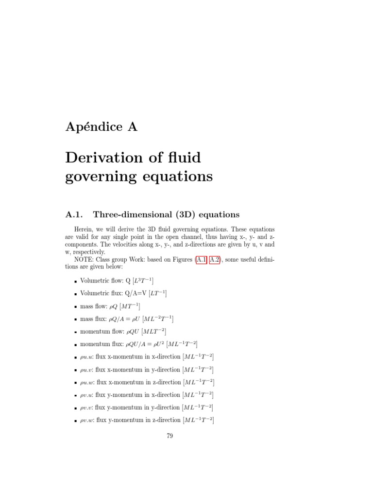 Derivation of Fluid Governing Equations: Ap Endice A | PDF | Momentum ...
