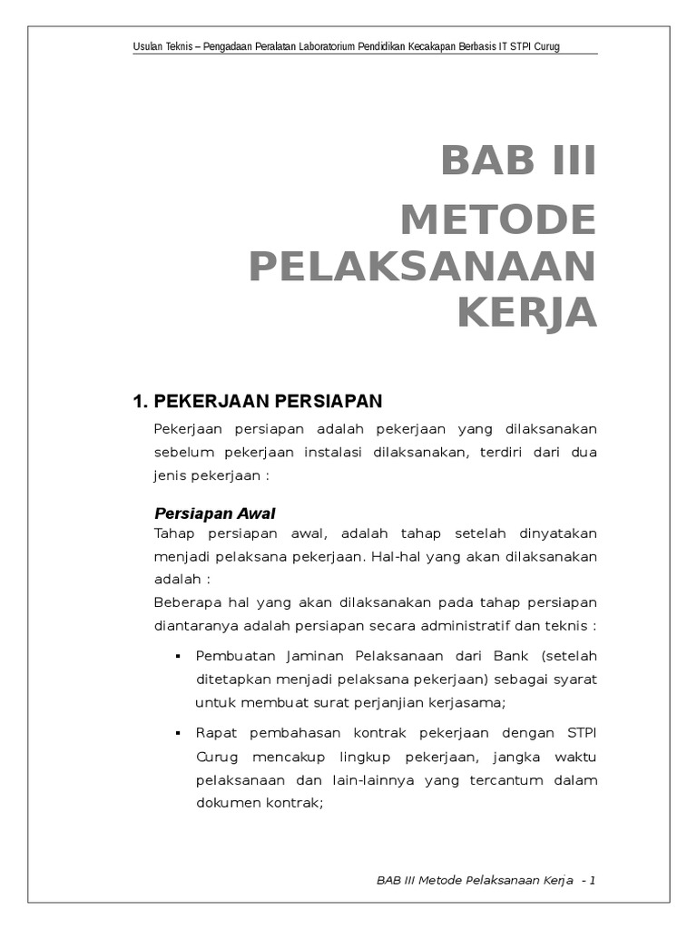 Usulan Teknis - BAB III Metode Pelaksaan Kerja | PDF