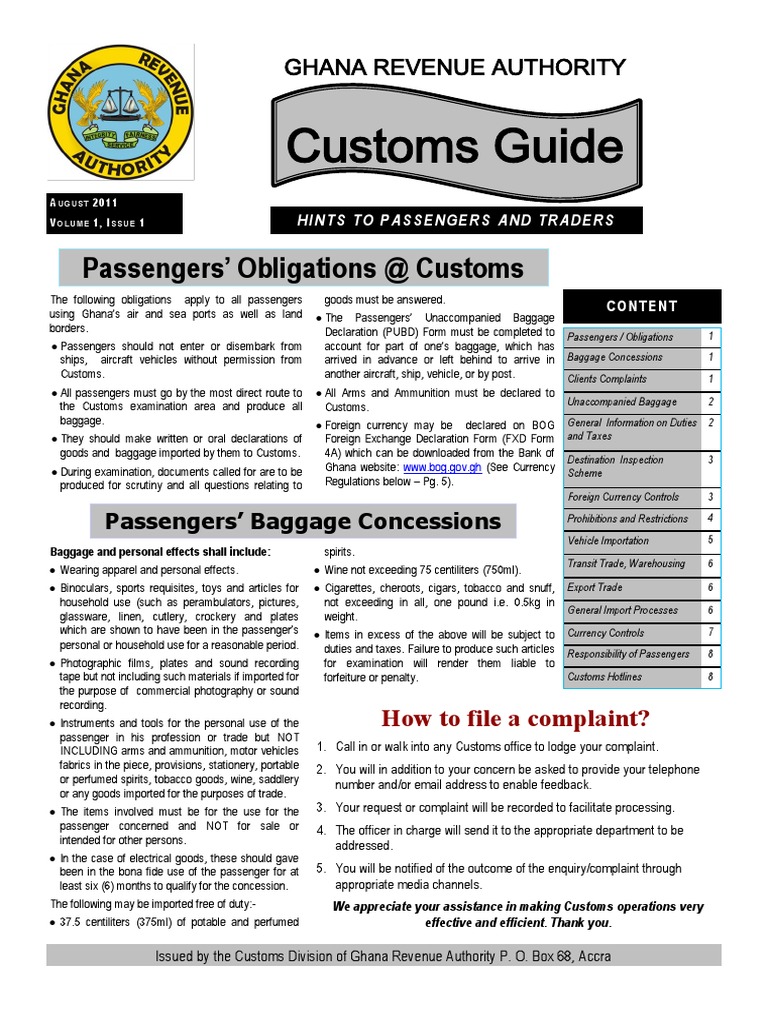 Customs Guide | Customs | Taxes