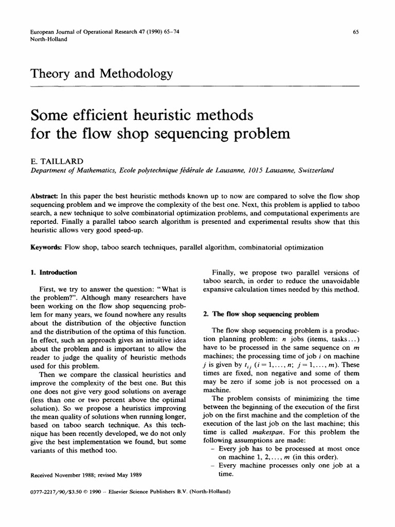 Some Efficient Heuristic Methods For The Flow Shop Sequencing Problem | PDF | Mathematical ...