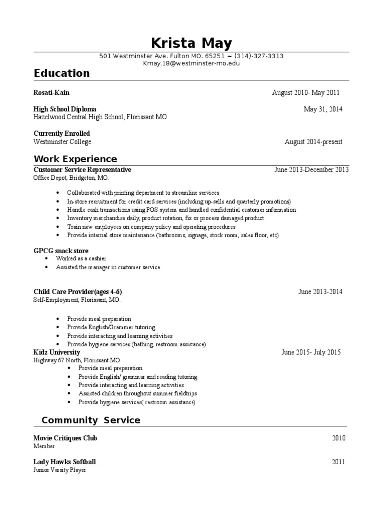 Krista May Resume | PDF