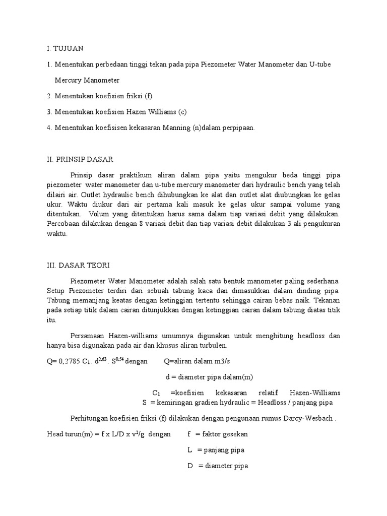 Laporan Mekflu | PDF | Sains & Matematika | Teknologi & Rekayasa