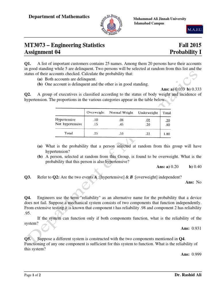 Probability | PDF | Reliability Engineering | Computing And Information ...