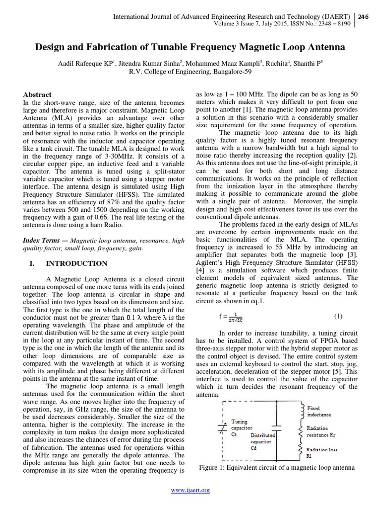 Tunable Magnetic Loop Antenna Design | PDF | Antenna (Radio) | Inductor