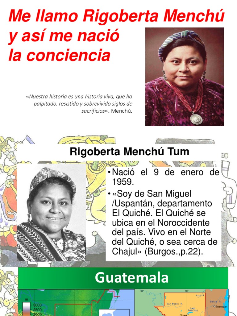 Me Llamo Rigoberta Menchú y Así Me Nació La Conciencia | PDF ...