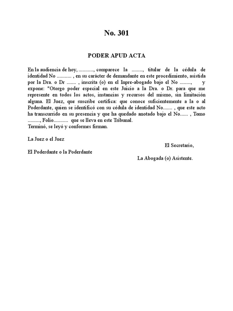 301 Modelo Poder Apud Acta | PDF