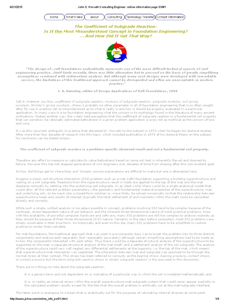The Coefficient of Subgrade Reaction-Misunderstood Concept | PDF ...