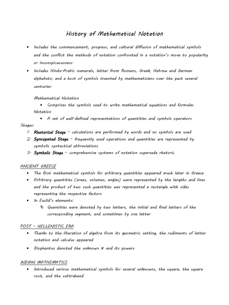 History of Mathematical Notation | PDF | Calculus | Teaching Mathematics