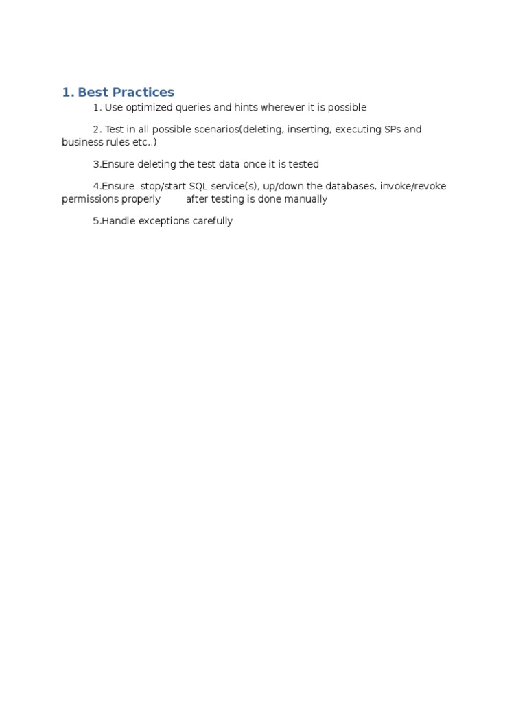 SQL Testing Best Practices Guide | PDF | Career & Growth | Computers