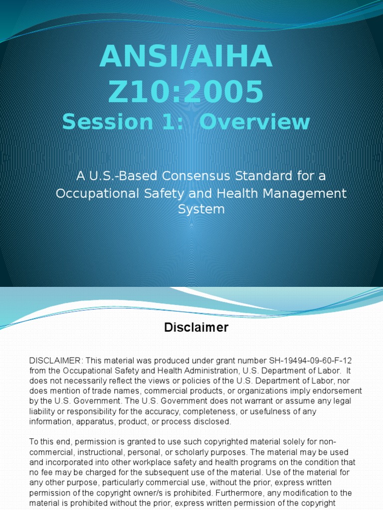 Ansi z10 Session 1r c2 | PDF | Occupational Safety And Health ...