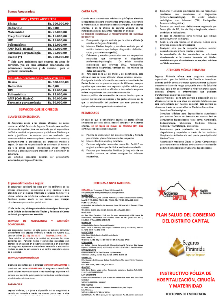 Triptico Seguros Piramide | PDF | Póliza de seguros | Hospital