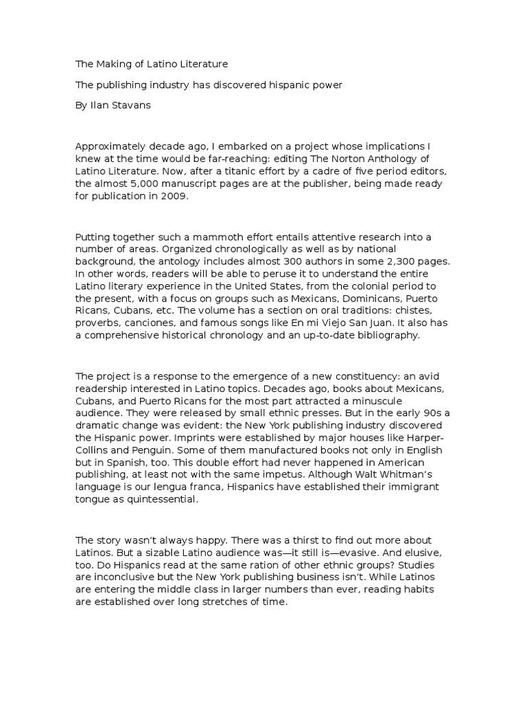 The Making of Latino Literature | PDF | Race And Ethnicity In The ...