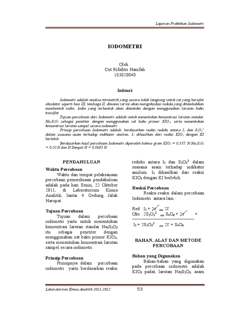 Laporan IODOMETRI Rifa | PDF