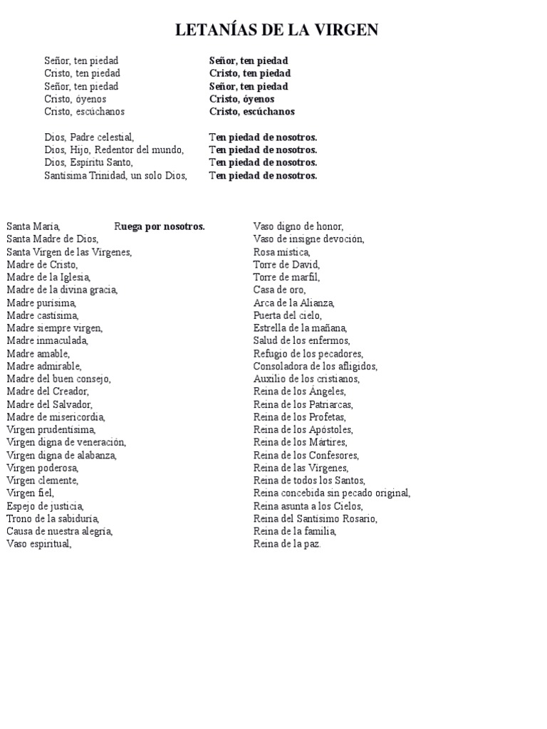 Letanías de La Virgen | PDF | Cristo (título) | María, madre de Jesús