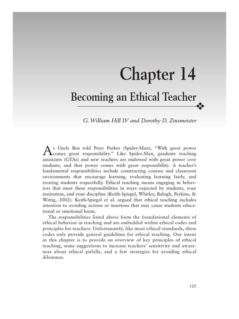 Becoming An Ethical Teacher PDF | PDF | Educational Assessment ...
