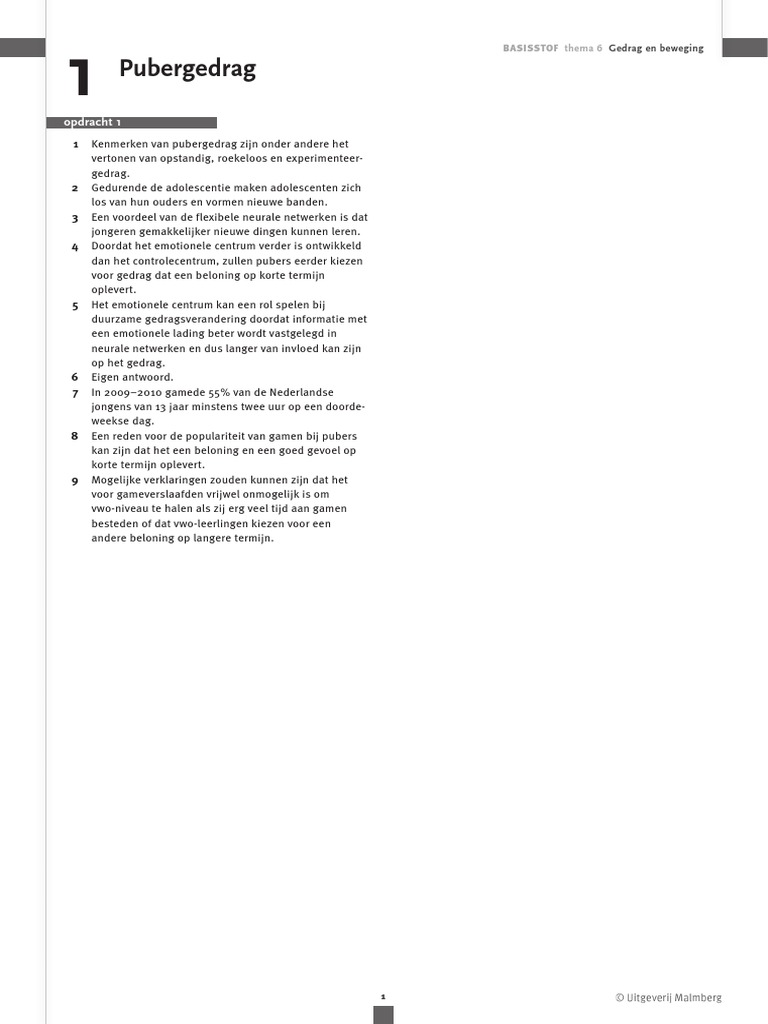 Pubergedrag: Opdracht 1 | PDF