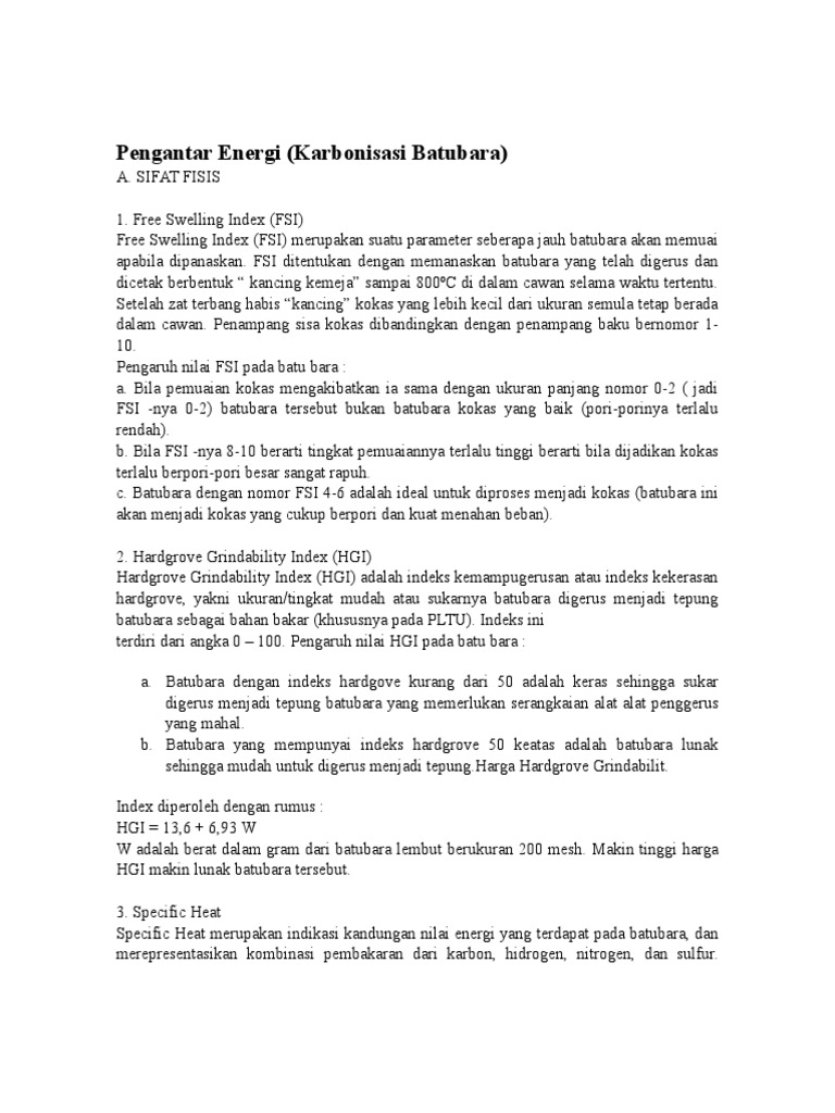 Analisis Batubara dan Karbonisasi | PDF